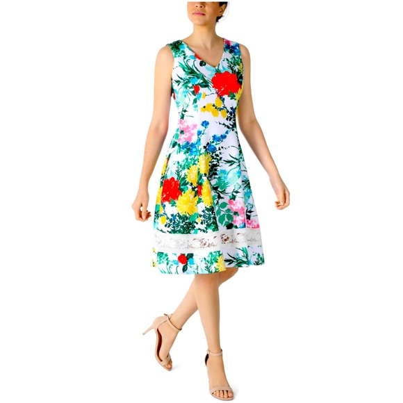 Donna Ricco | Dresses | Donna Ricco New York Floral Sleeveless Lace ...